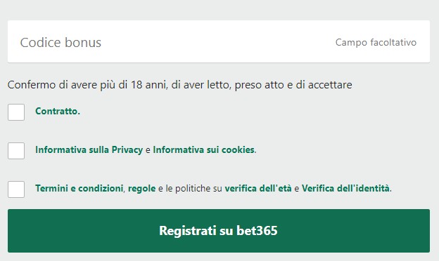 Codice bet365 bonus e registrazione Maggio 2026